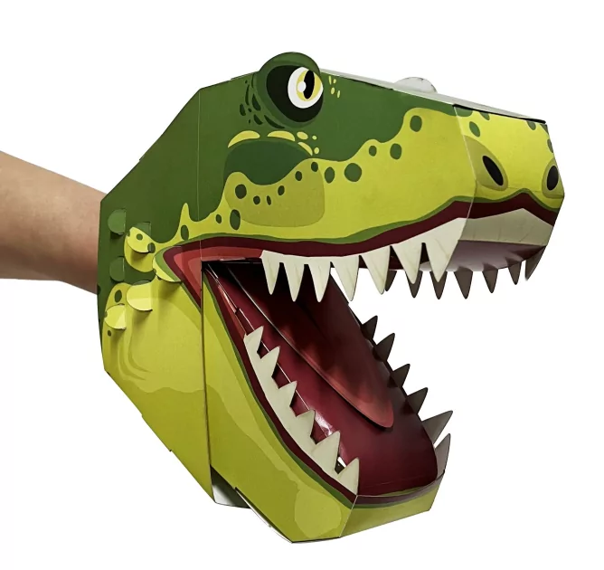 Kartonnen handpop knutselen - T-Rex | Creamats